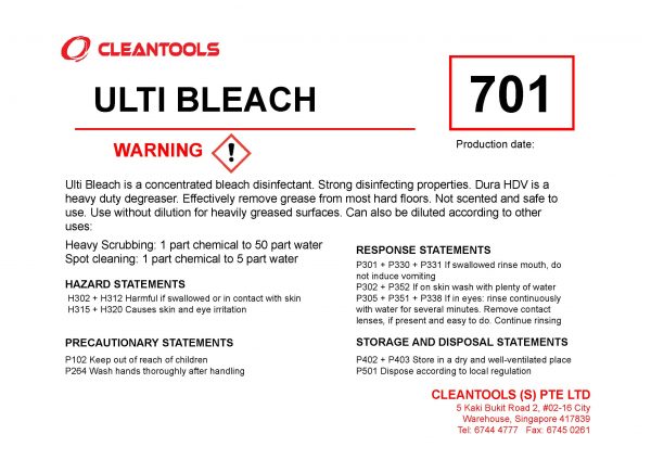 701 Ulti Bleach | Cleantools Global